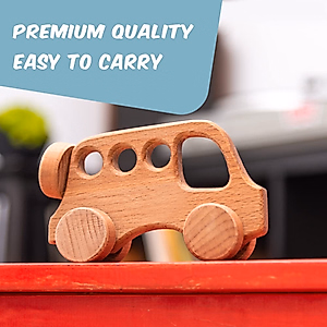 CG Games Wooden Toy Bus with Garage Natural Wood Eco-Friendly Toys for Children Woody Durable Unpainted Toys