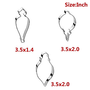 Christmas Ornament Cookie Cutter Set -6 Pieces In Assorted Designs - Stainless Steel