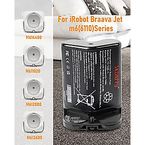 Temfanic10.8V 2200mAh Replacement Battery Compatible with iRobot Braava Jet M6 Series M612880/M612680/M614480 ABL-C Series 3INR 19/65 Vacuum Cleaner Li-Ion Battery