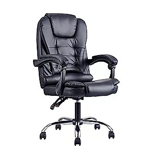 Santoll High Back Office Chair Adjustable Ergonomic Desk Chair with Padded Armrests,Executive PU Leather Swivel Task Chair with Lumbar Support (Black)