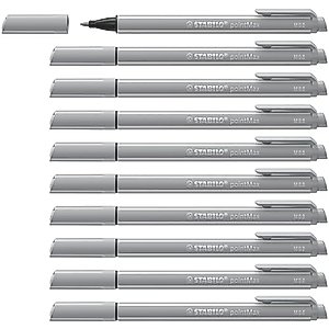 STABILO Nylon Tip Writing Pen pointMax - Pack of 10 - light cold grey