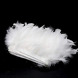Sowder Turkey Feathers Trim Fringe for Party Wedding Dress Sewing Crafts Costumes Decoration Pack of 2 Yards (White)