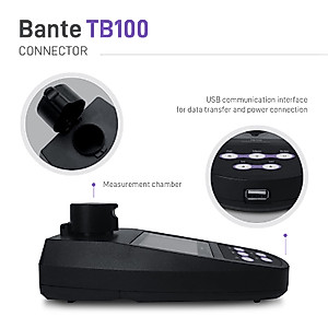 Bante TB100 Portable Turbidity Meter | Turbidimeter Kit | 2 to 5 Points Calibration, Selectable Turbidity Units - NTU/FNU/EBC/ASBC, 100 Sets of Data Storage, USB Interface