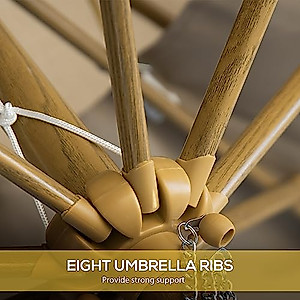 Outsunny 9' Patio Umbrella with Push Button Tilt and Crank, Double Top Ruffled Outdoor Market Table Umbrella with 8 Ribs, for Garden, Deck, Pool, Brown