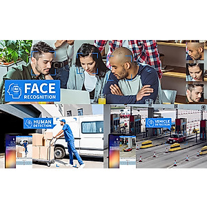 GW 4K (3840x2160 @30fps Real-time) 16 Channel Security Camera System with 8 8MP AI Facial Recognition/Human/Vehicle Detection 5X Optical Motorized Zoom PoE IP Dome Cameras