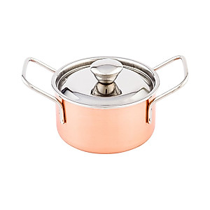 Restaurantware-9 Ounce Small Casserole Dish With Lid, 1 Break-Resistant Individual Casserole Dish - Built-In Handles, Cook And Serve Individual Portions, Copper And Stainless Steel Casserole Soup Pot,