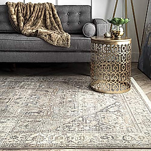 nuLOOM Harriet Vintage Medallion Fringe Area Rug, 7x9, Silver