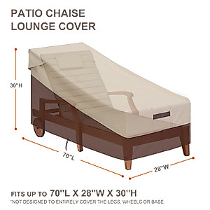 ELEXTYLE Outdoor Lounge Chair Cover Waterproof Patio Chaise Lounge Covers Heavy Duty Durable 600D UV-Resistant Veranda Lounge Covers for Outdoor Furniture,70"L X 28"W X 30"H