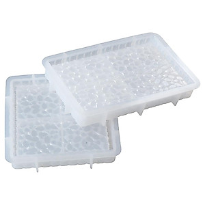 Uniquer 3Pcs Diamond Resin Tray Molds with Edges,Rectangle Round Shaped Epoxy Silicone Casting Molds for Makeup Holder,Art Craft Making Supplies