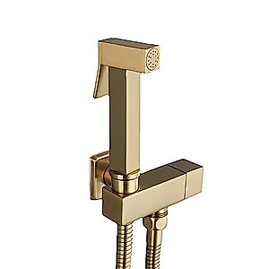 ifgswopq Bidet Sprayer for Toilet,Bidet Shower Attachment,Bidet Sprayer Kit for Toilet,Full Copper Toilet Companion Booster Flush,Black B (Brushed Gold a)
