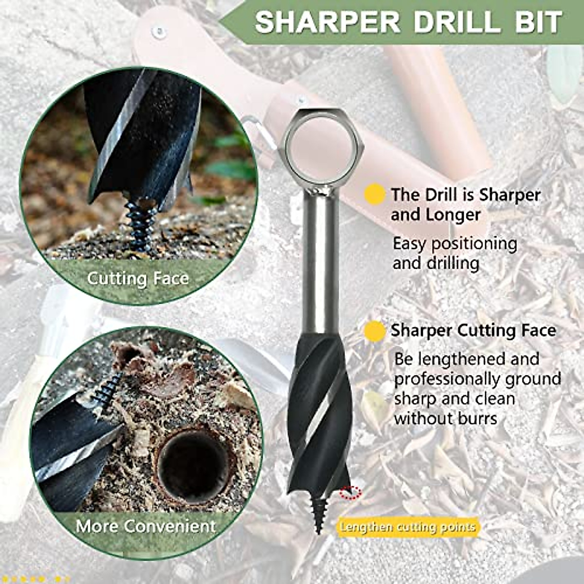 Bushcraft Hand Auger Wrench, Upgraded Hexagon Scotch Eye Wood Auger for Camping, Embedded Welding Settlers Tool- Portable Survival Hand Settlers Wrench Drill Bit Set by MinliGUY Tool