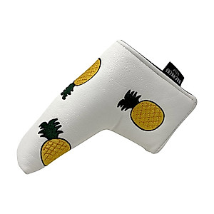 And Etcetera Breakers Golf Blade Putter Cover Headcover Pineapple Durable Synthetic Leather Magnetic Closure for Scotty Cameron Odyssey Taylormade Ping Callaway, White