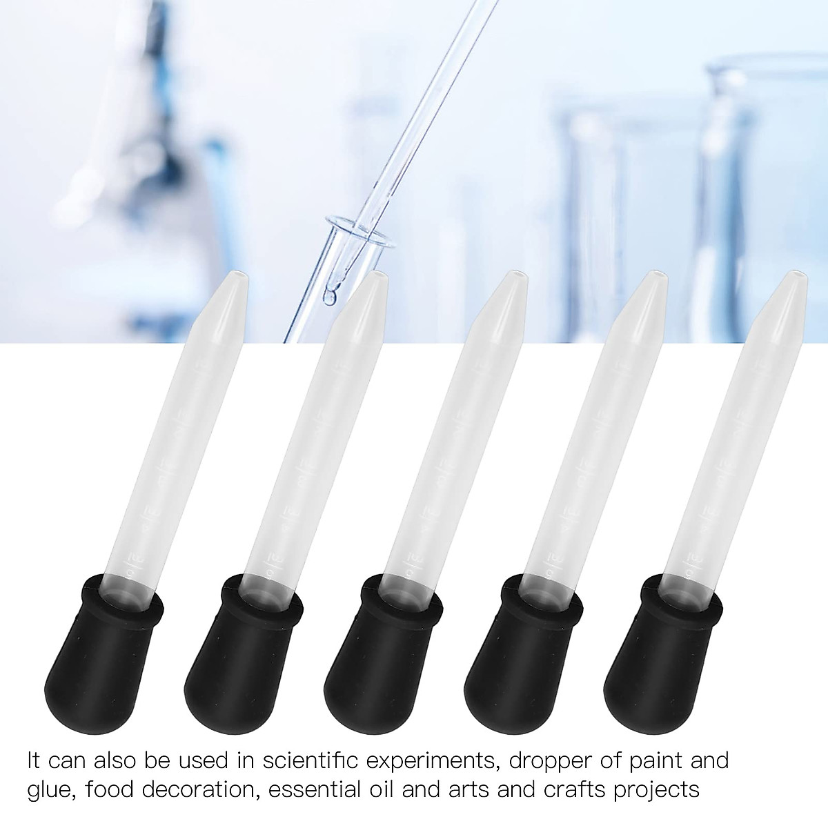 5Pcs Liquid Droppers, 5ml Silicone Material Easy Clean Making Disposable DIY Eye Dropper with Bulb Tip for Kids Candy (Black)