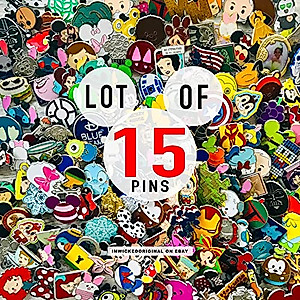 Disney Pins Trading Lot - Assorted Pin Enamel/Metal Set with Mouse Backing Collector for Book Tradable Individually Bagged No Doubles Perfect Gifts or Present kids Birthday (15), White