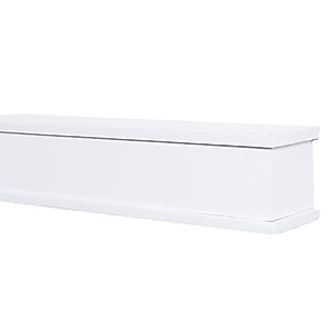 60 Inch Floating Mantel Wood Shelf In White - Mantels Direct Bisbee 100% Hardwood Oak Shelf For Hanging Above Fireplaces and Mantels | Wooden Wall Shelf For Décor, and Electric Fireplaces