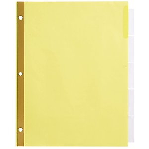 Office Depot Insertable Dividers with Big Tabs, Buff, Clear Tabs, 5-Tab, Pack of 4 Sets, 14775