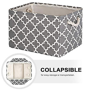 WISELIFE Storage Basket [3-Pack] Large Collapsible Storage Bins Boxes Cubes for Clothes Toys Books, Perfect Storage Organizer w/Handles (Grey,15" x 11" x 9.5")