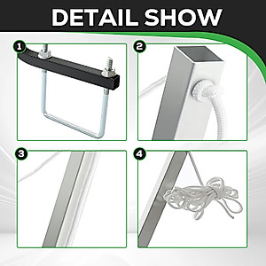 KUAFU RV Clothes Drying Rack Bumper-Mounted Clothesline Compatible with 4" Square RV Bumpers Versatile Clothes Line Aluminum Powder Coated Silvery