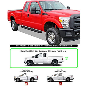APS Running Boards (Nerf Bars Side Steps Step Bars) Compatible with Ford F250 F350 Super Duty 1999-2016 Super Cab (Black Powder Coated 5 inches)