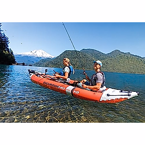 INTEX 68309EP Excursion Pro K2 Inflatable Kayak Set: Includes Deluxe 86in Aluminum Oars and High-Output Pump – SuperTough PVC – Adjustable Bucket Seat – 2-Person – 400lb Weight Capacity