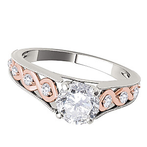 Mauli Jewels 0.50 Carat Halo Two-Tone Antique Diamond Engagement Ring 4 prong 14k Solid Rose & White Gold