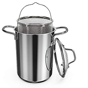 Navaris Asparagus Pot - Stainless Steel Asparagus Vegetable Steamer Spaghetti Pasta Stovetop Cooker with Removable Basket and Lid - BPA Free - 4.1 Qt