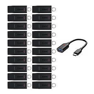 Kingston 32GB DataTraveler Exodia Flash Drive (20-Pack) Bundle with USB-C Adapter (21 Items)