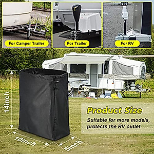 Electric Tongue Jack Cover, 600D Waterproof Universal Trailer RV Electric Tongue Jack Protective Head Cover [Size 14″H x 5″W x 10″D]