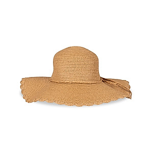 Jessica Simpson Womens Wide Brim Straw Hat, Tan, One Size