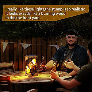 Fire Lights Outdoor Flickering, Solar Lights Outdoor Garden, Flickering Flame Solar Stump Light , Patio Lights Outdoor Waterproof , Solar Flame Lights Outdoor, Fake Campfire
