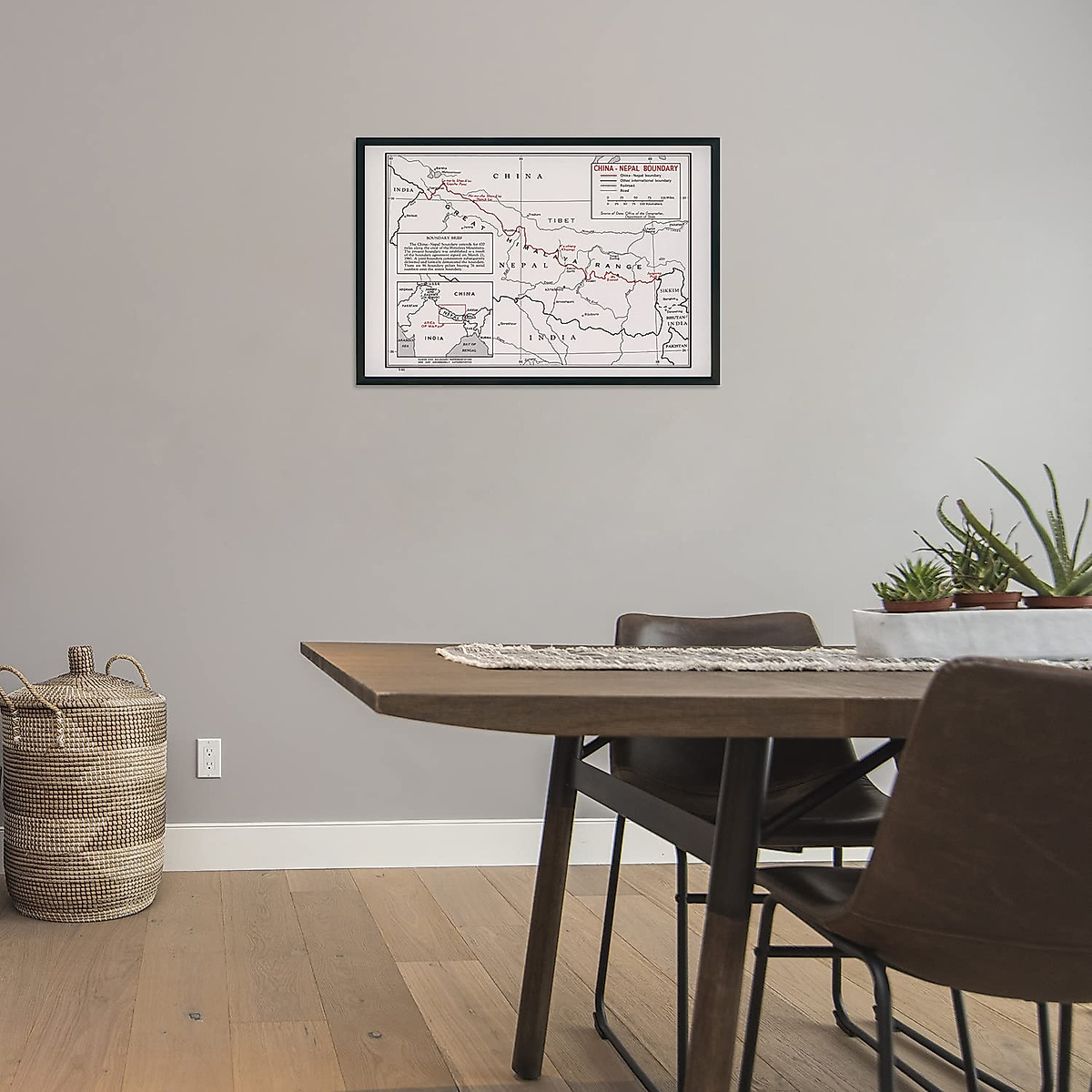 HISTORIX Vintage 1968 China Nepal Boundary Map - 24x36 Inch Vintage Map of China & Nepal Wall Art - History Map of Tibet - Old China Nepal Map