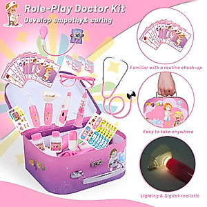 Magic4U Kids Doctor Costume Kit with Real Working Stethoscope and Carry Case, 34 Pieces Pretend-n-Play Realistic Medical Dr Toys for Toddler Boys Girls