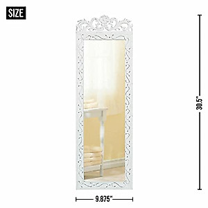 OBIOZZ Bedroom Floor Standing Mirror Elegant White Wall Mirror Wood White, Beautiful Living Room Decorations, Modern Design Full-Length Mirror