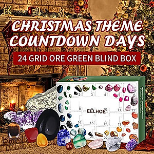 Healing Crystal Advent Calendar,Kids with Rock Collections Pebbles Polished Gravel Christmas Countdown Calendars for Christmas Home Garden Decoration, Surprise Gift Box