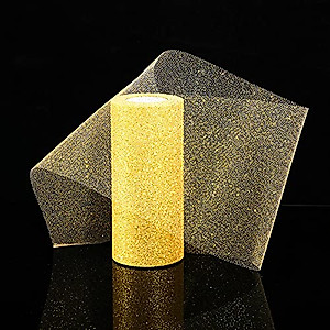 Outus Sparkling Christmas Glitter Tulle Roll Sparkling Tulle Ribbon 6 Inches by 25 Yards for Xmas Holiday Wedding Gift Wrapping Tutu Skirt, Birthday Baby Shower Party Decoration(Gold)