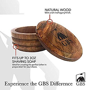 G.B.S Complete Professional Wet Shave Kit Shaving Set- Shave Box Includes 5/8" Inch Carbon Steel Straight Razor with Wooden Handle, Synthetic Hair Shave Brush, Wood Shave Soap Bowl