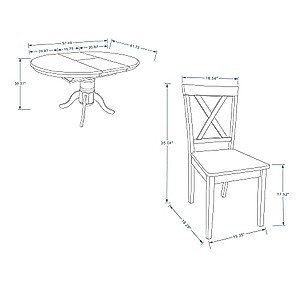 Glenwillow Home 5-PC - Oval Butterfly Leaf Dining Table + X-Back Dining Chairs Dining Set in Dark Walnut