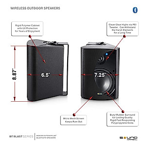 Outdoor Bluetooth Speakers, 5.25" Bluetooth Weatherproof Speakers for Deck Patio Backyard, Pair (Black)