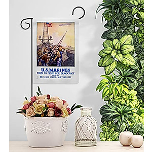 US Brotherhood First to Fight Garden Flag Set Wall Hanger Armed Forces Marine Corps USMC Semper Fi United State American Military Veteran Retire House Banner Small Yard Gift Double-Sided, Made in USA
