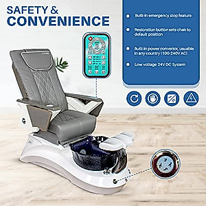 Viggo II FX Shiatsulogic Pedicure Chair Metallic Gold Stylish Pedicure Tub w/Discharge Pump & Pipe-Less Magnetic Jet Pedicure Spa, Black Cover Set