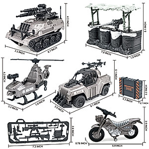 MISTBUY US Army Men Action Figures with Military Vehicles Toys Playset, Toy Soldiers with Military Trucks, Helicopter, War Tent for Kids Boys Girls, Best Age 6 7 8 9 10