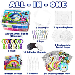 FunzBo Fuse Beads for Kids Craft Art - 106 Patterns Fusebead Melty Fusion Colored Arts and Crafts Set for Boys Girls Age 4 5 6 7 8 Year Old Classroom (Mega)