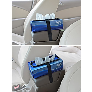Tianmei Auto Accessories Car Sun Visor Tissue Box Holder Paper Towel Napkin Box Cover Seat Back Bracket Portable Car Mount Organizer (Black)