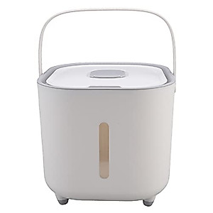 Tnfeeon Rice Dispenser Sealing Rice Dispenser Sealing Rice Storage Container Proof Non Slip Grain Barrel Grey White