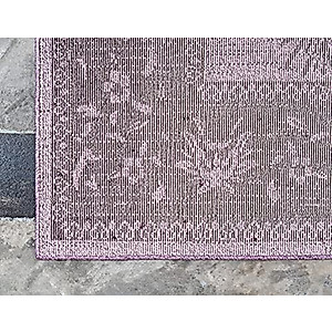 Unique Loom La Jolla Collection Farmhouse, Contemporary, Botanical, Traditional, Vintage Area Rug, 10 x 13 ft, Violet/Dark Purple