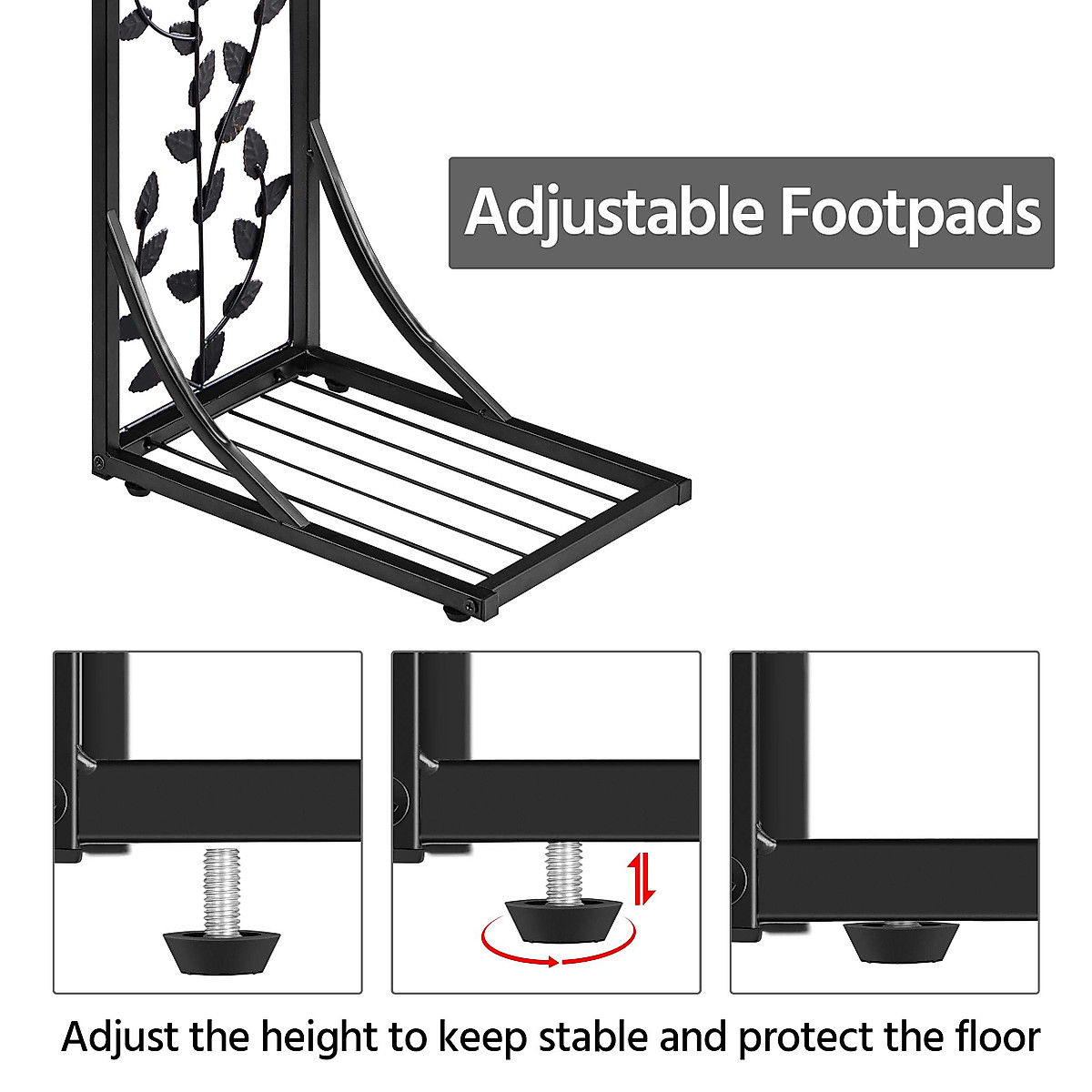 Yaheetech C Shaped End Table Set of 2 Sofa Side Tables for Living Room, Couch Tables Small Coffee Tray Snack Tables Slide Under Sofa with Elegant Leaf Design, Bronze Metal Frame and Wooden Tabletop