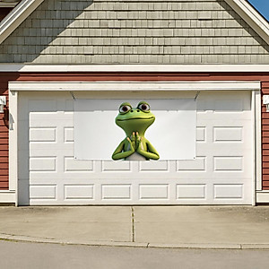 The funny frog doing yoga Printed Banners Personalized Party Banner Photo Text Background Banner Wall Banner for Halloween Party Home Decorations or Backdrops