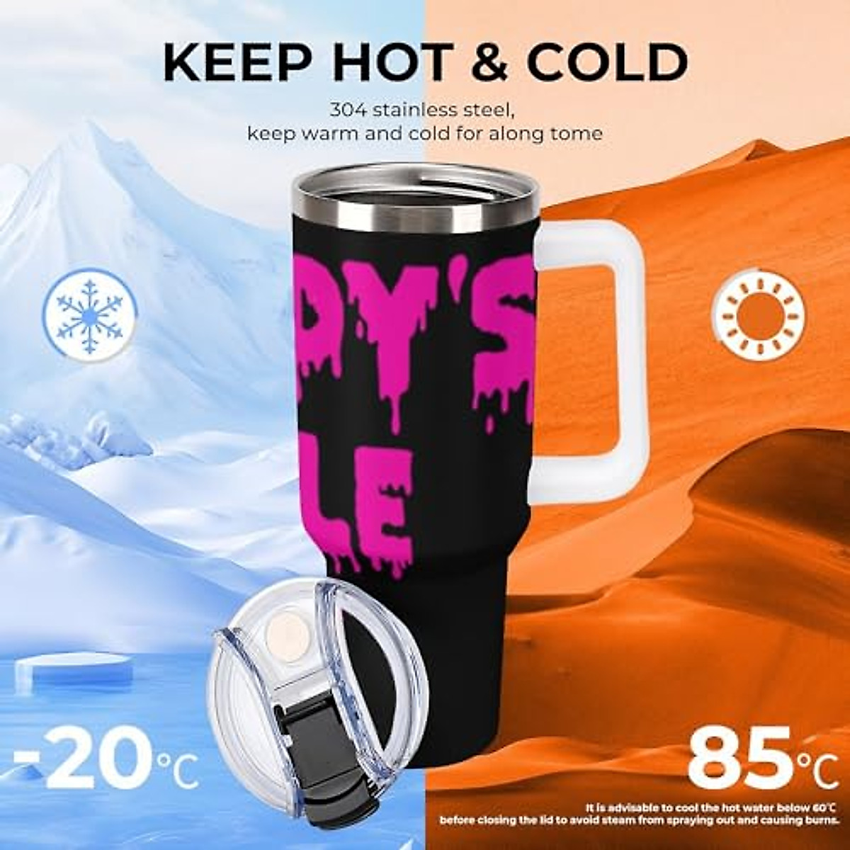 Daddy's Little Slut Insulated Tumbler 40 Oz Stainless Steel Double Wall Vacuum Travel Mug Large Volume Car Cup with Straw Handle