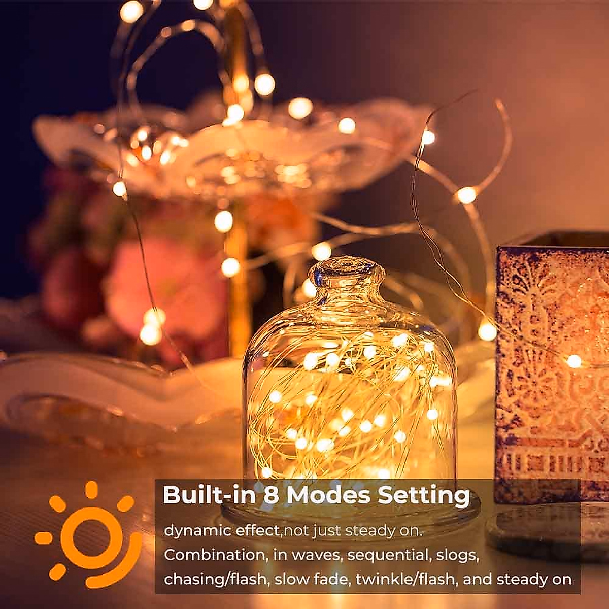 Twinkle Fairy Lights Indoor,66ft 200LED String Lights with USB Plug in,Decorative Lights for Boho Aesthetic, Room Decor Teen Girls, Christmas Tree Wedding Party Bedroom Lights, Warm White