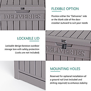 TPSOUM 48 Gallon Resin Package Delivery Box with Lockable Lid, Rust & Moisture Resistant Weatherproof Deck Box for Porches, Patios, Indoor & Outdoor Use